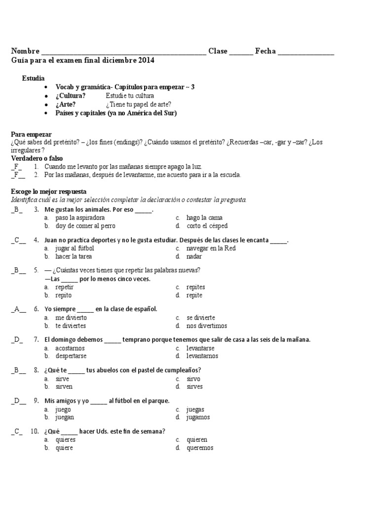 Guía de Estudio para Examen Final | PDF | Pinturas | Salud y bienestar