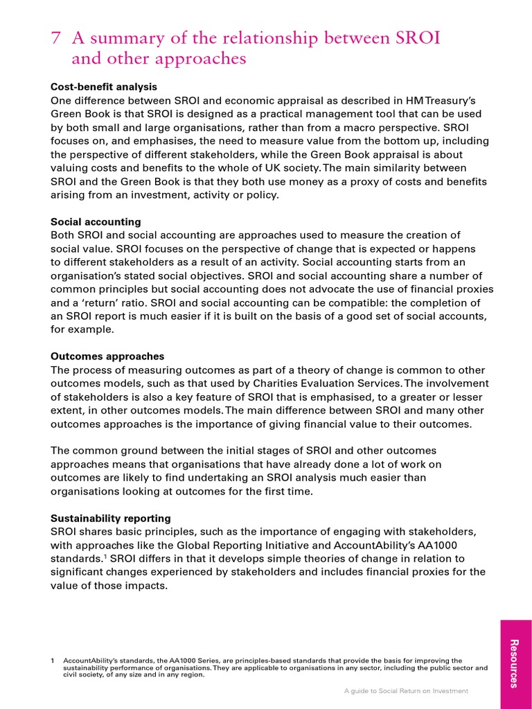 7 A Summary of The Relationship Between SROI and Other Approaches | PDF ...