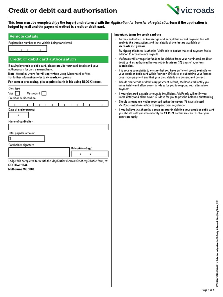 Credit or Debit Card Authorisation Form | PDF | Debit Card | Credit Card
