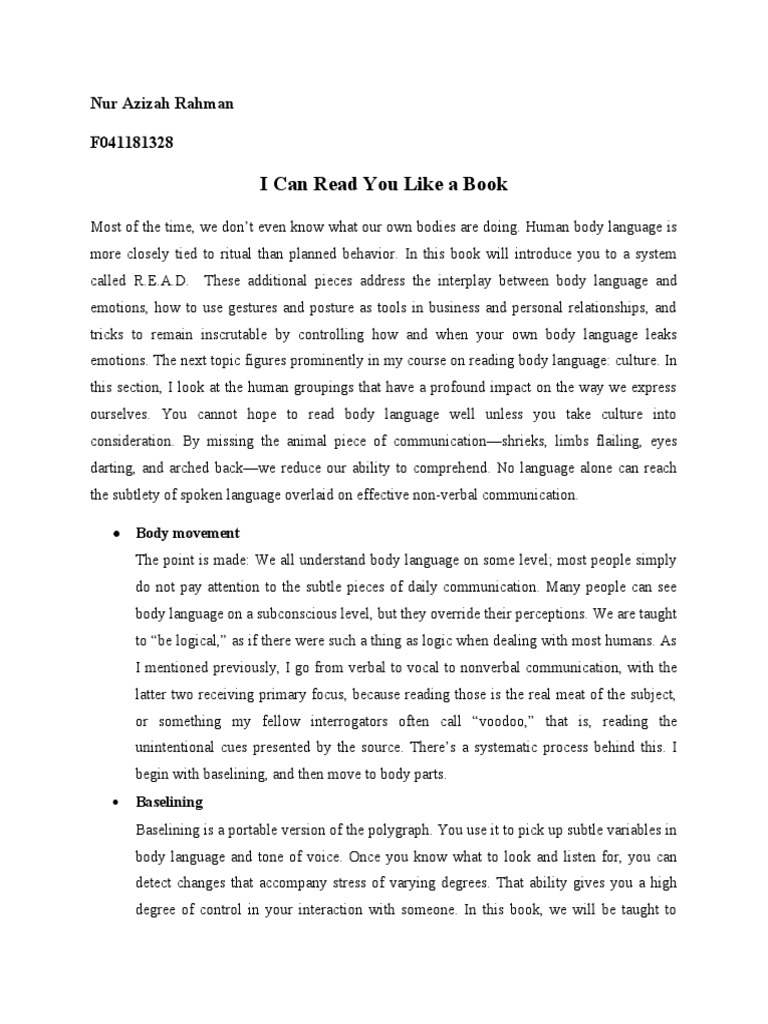 I Can Read You Like A Book | PDF | Body Language | Gesture