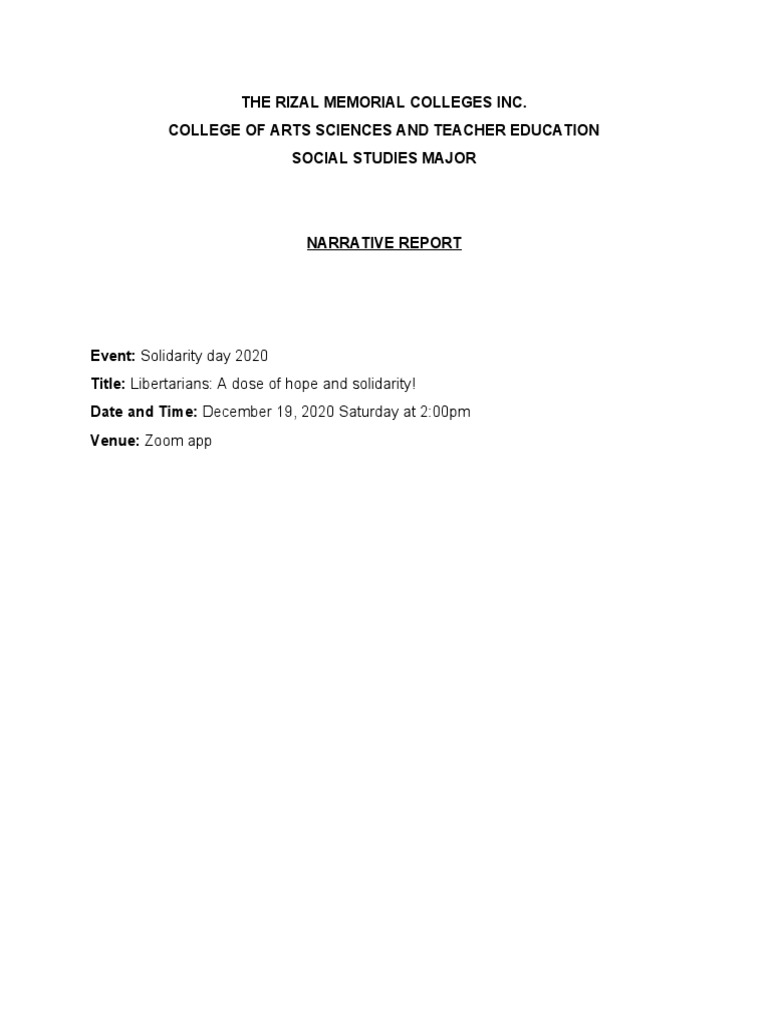 Narrative Report in Social Studies | PDF