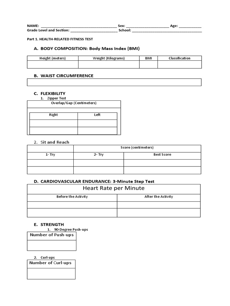 A. BODY COMPOSITION: Body Mass Index (BMI) : Heart Rate Per Minute ...