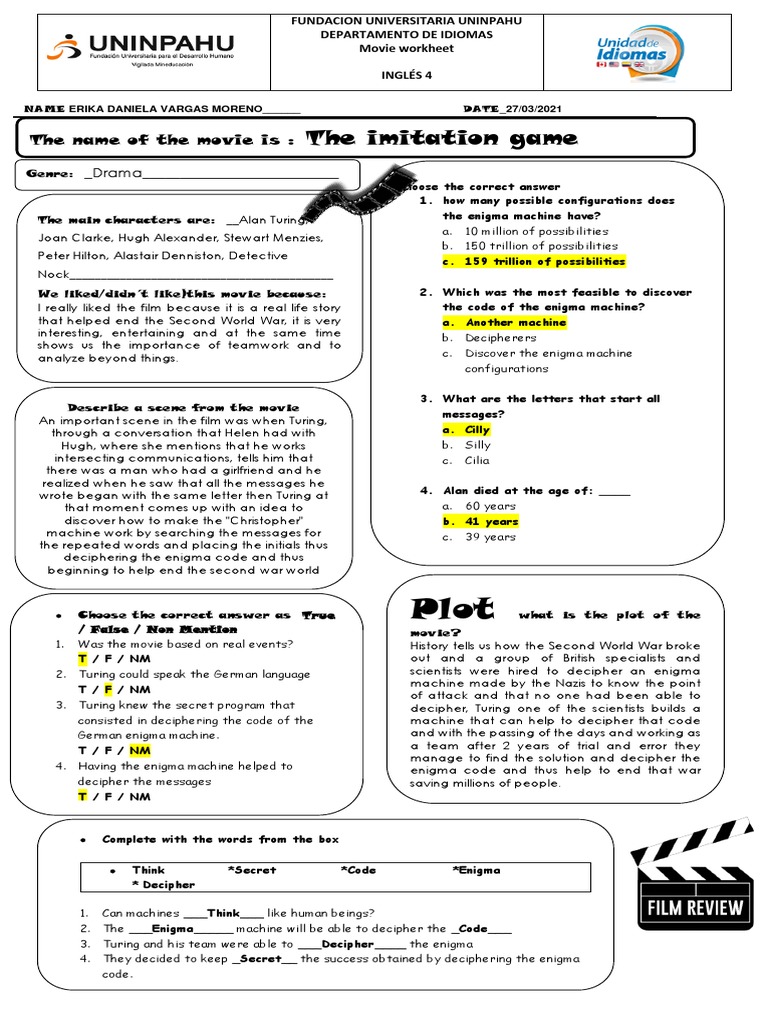 Film-Review The Imitation Game | PDF | Alan Turing | Computing And ...