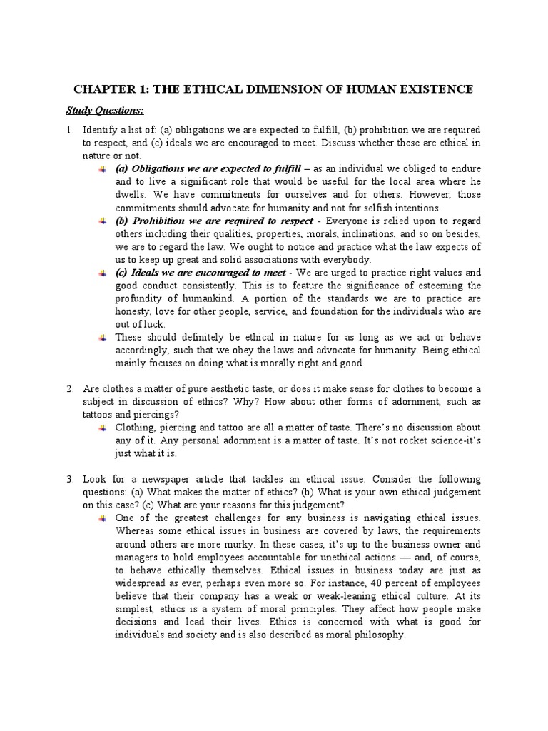 Chapter 1: The Ethical Dimension of Human Existence | PDF | Virtue Ethics | Morality