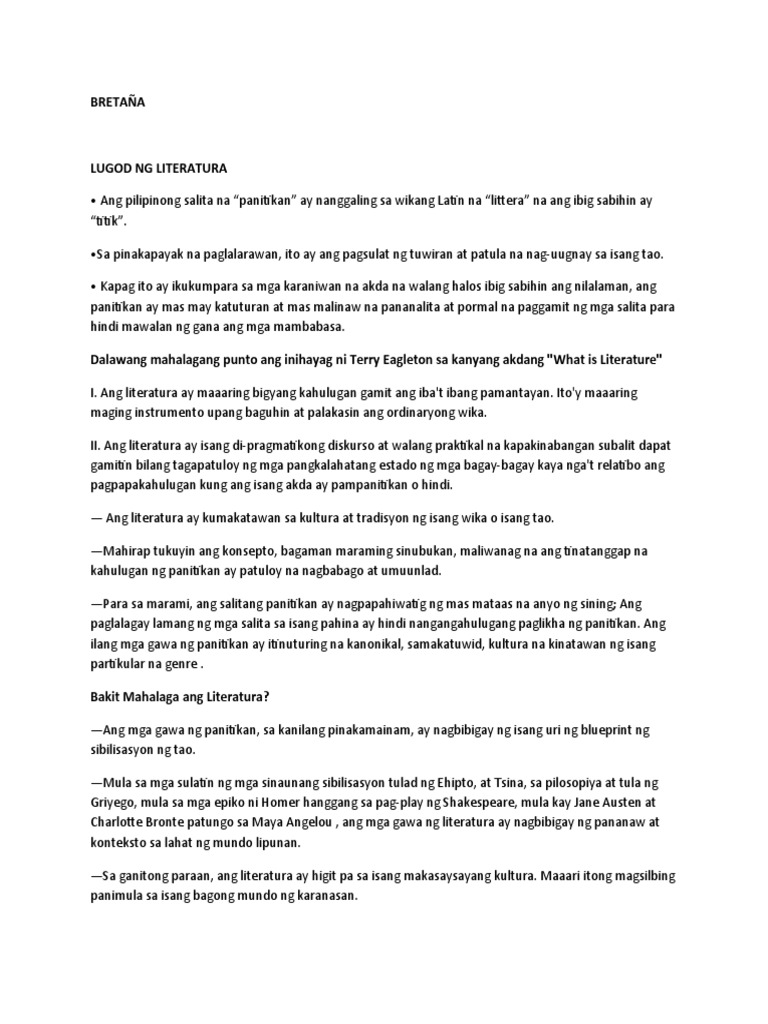 Lugod NG Literatura | PDF