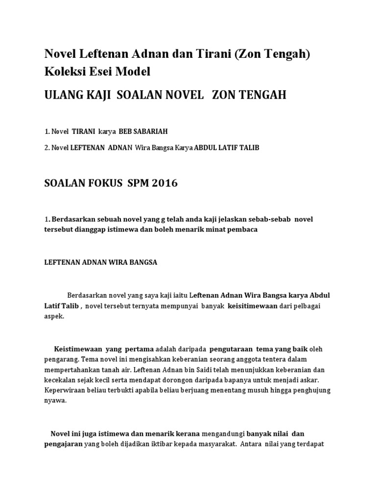 Novel Leftenan Adnan Dan Tirani | PDF