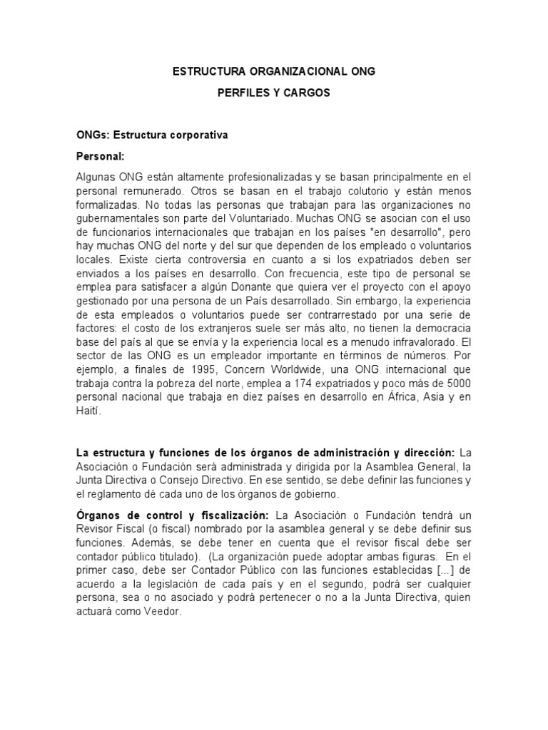 Estructura Organizacional Ong | PDF | Organización no gubernamental ...