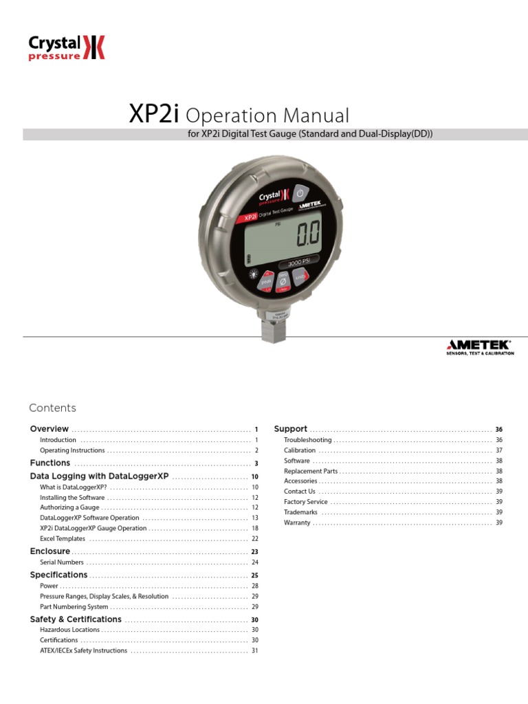 Operation Manual: For XP2i Digital Test Gauge (Standard and Dual ...