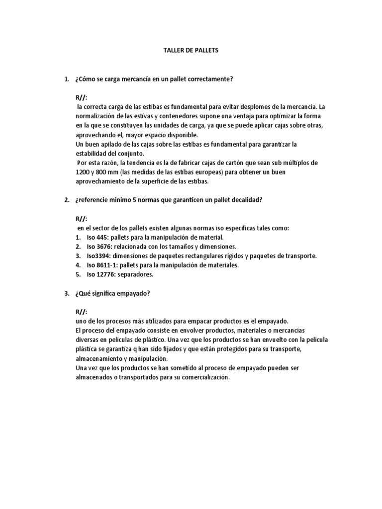 Cómo Se Carga Mercancia en Un Pallet Correctamente | PDF
