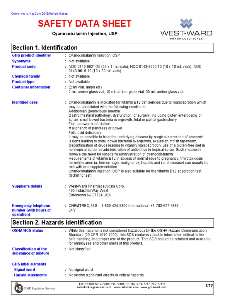 Safety Data Sheet: Section 1. Identification | PDF | Toxicity ...
