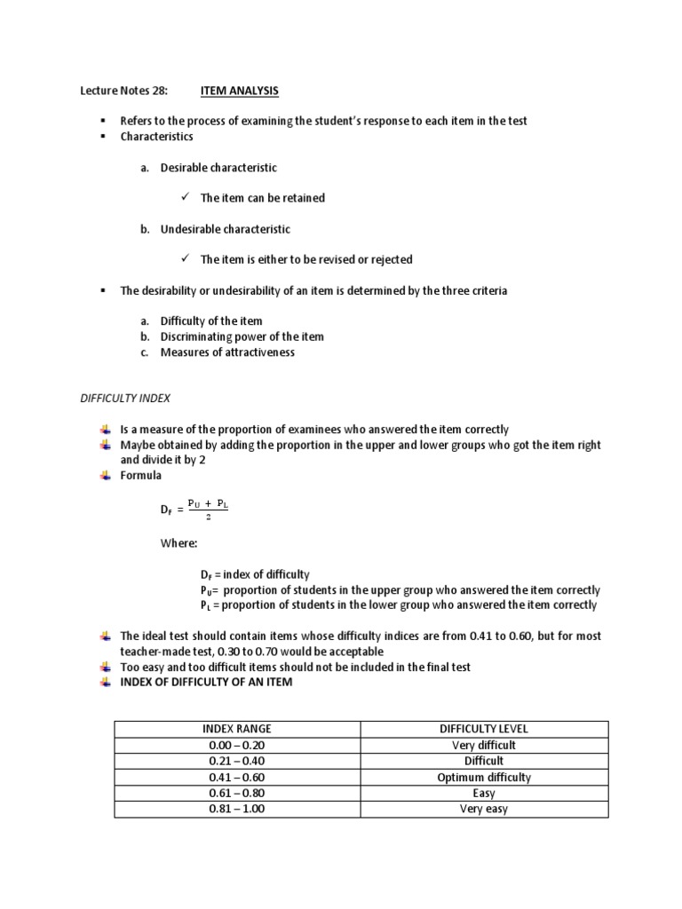 Item Analysis: Difficulty Index | PDF | Multiple Choice | Tests