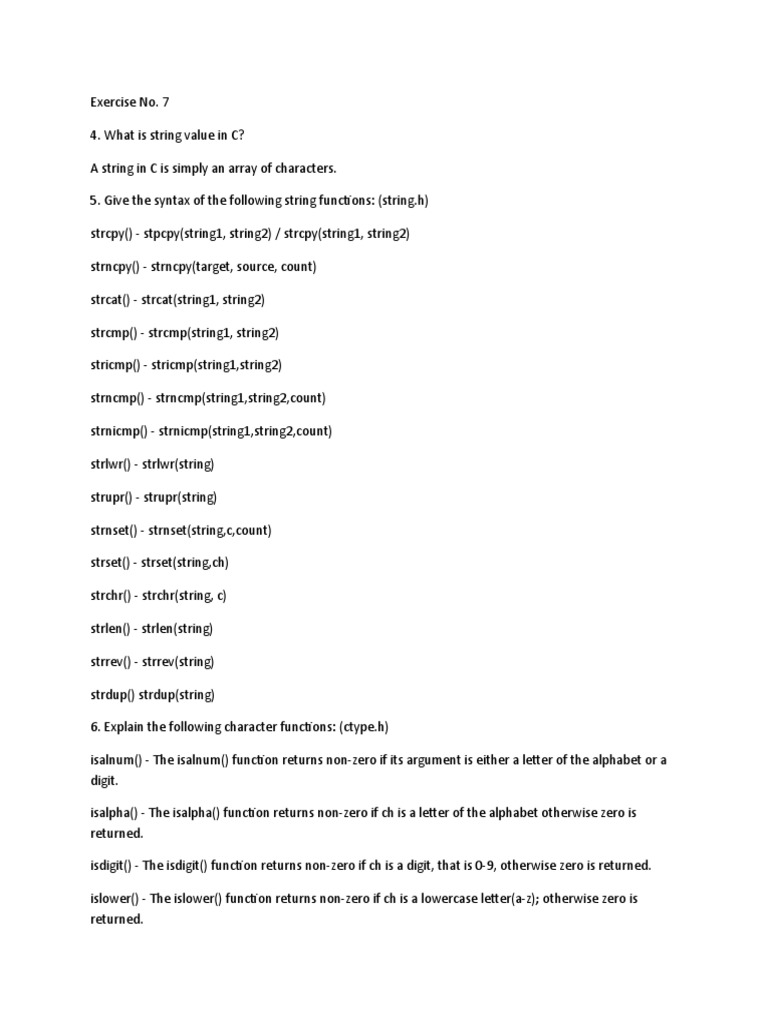 Exercise String | PDF | String (Computer Science) | Computer Programming