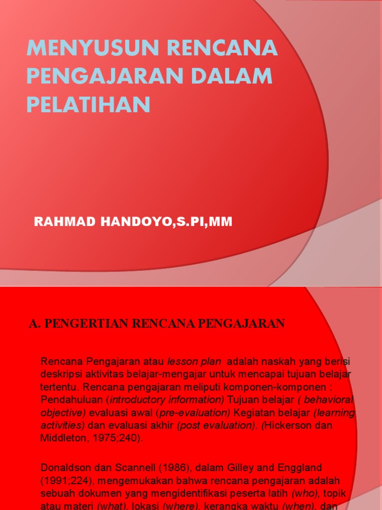 Menyusun Rencana Pengajaran Dalam Pelatihan | PDF | Karier ...