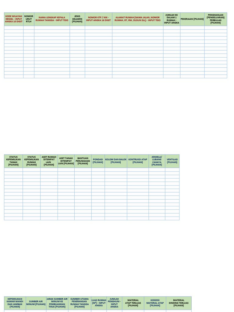 Baru - Format Excel Data e-RTLH Versi 2019 (Tinggal Rename) Edit | PDF