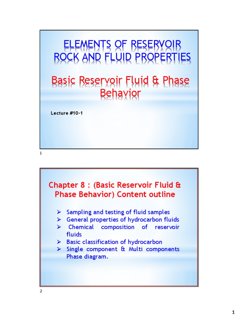 Lecture 10-1 Basic Reservoir Fluid & Phase Behaviour | PDF | Petroleum ...