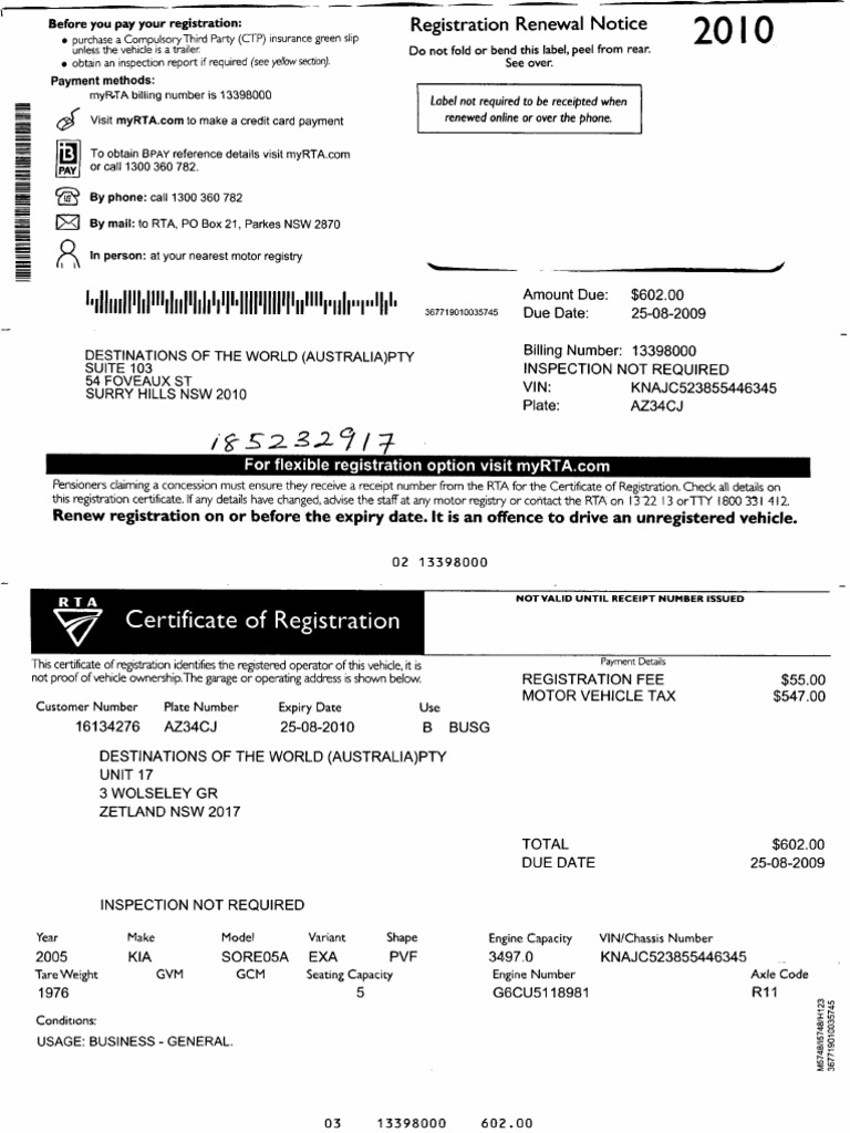 Registration | PDF | Vehicle Registration Plate | Receipt