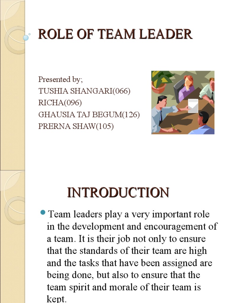 ROLE - OF - TEAM - LEADER Final | PDF | Leadership | Social Psychology
