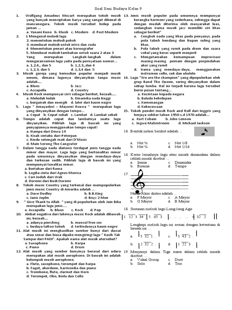 Soal Seni Budaya Kelas 9 | PDF | Seni