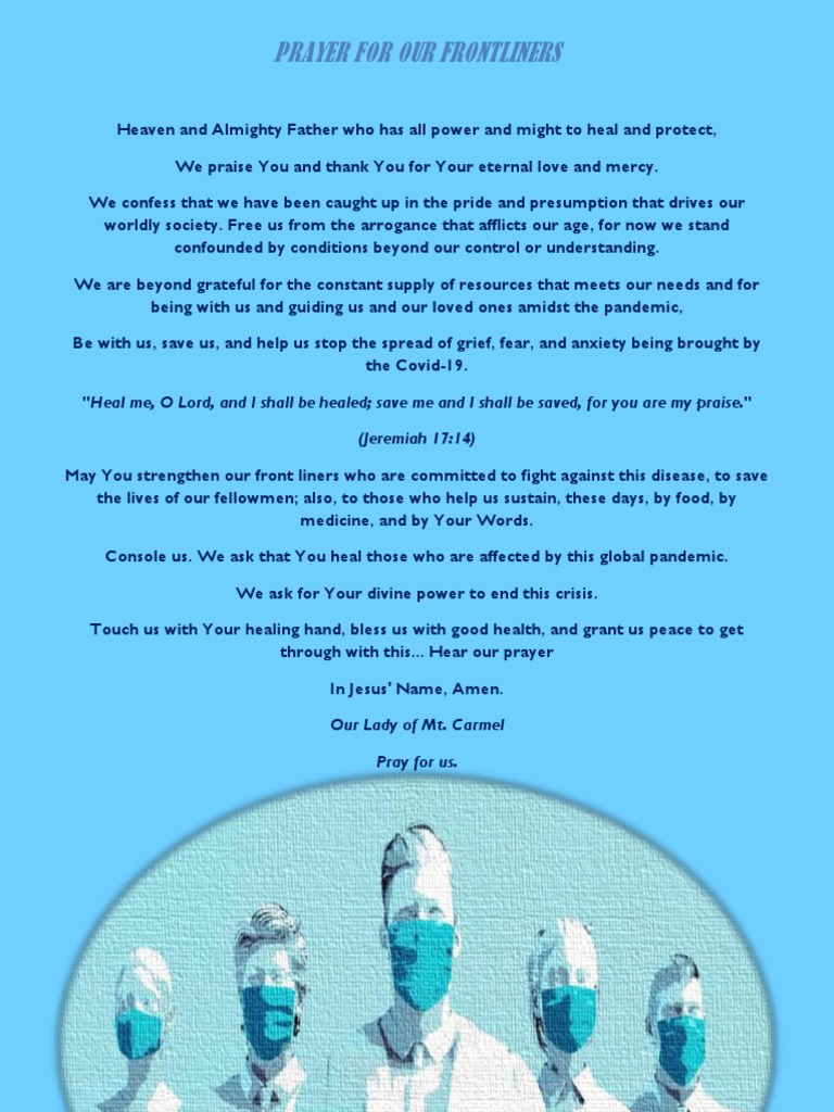 Prayer For Frontliners | PDF | Wellness | Religion & Spirituality