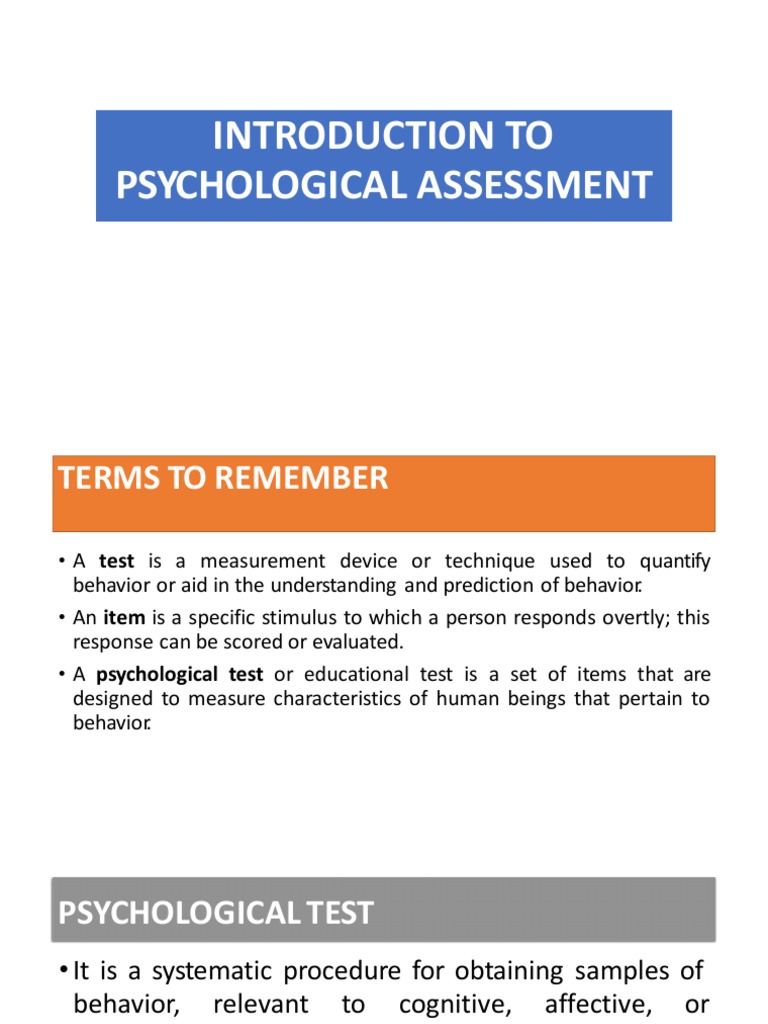 TO Psychological Assessment | PDF | Test (Assessment) | Psychological ...