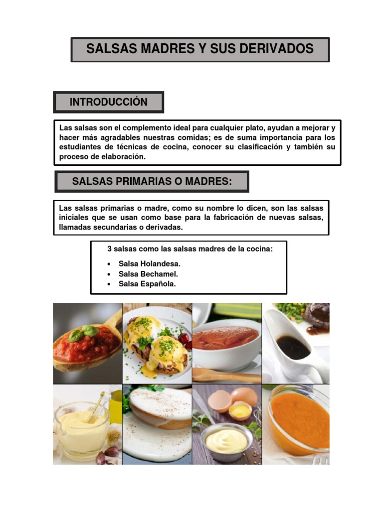 Salsas Madres y Sus Derivados | PDF | Salsa | Cocina mediterranea