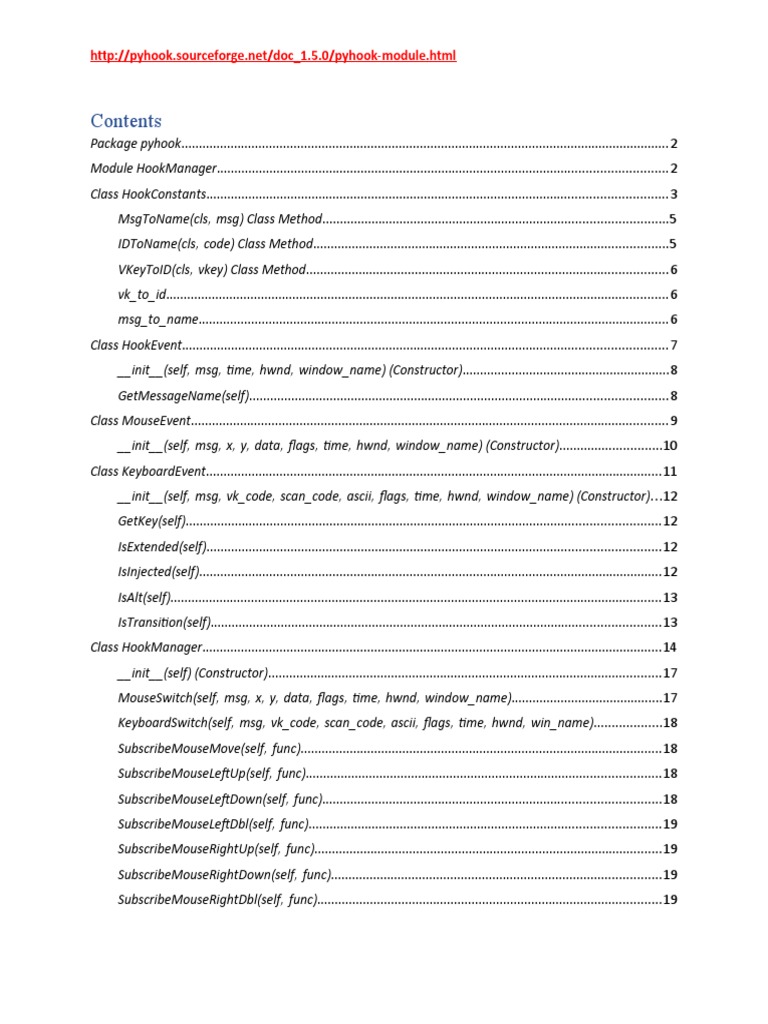 Pyhook | PDF | Callback (Computer Programming) | Subroutine