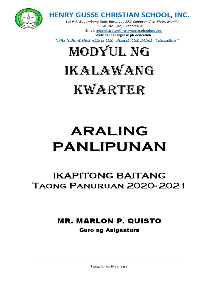 Gr. 7 AP 2nd QR. Module Week 1-8 | PDF