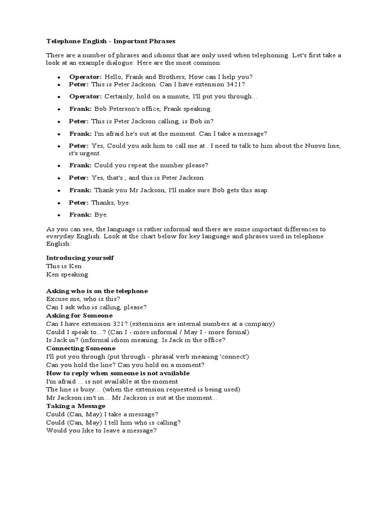 Telephone English | PDF | Languages
