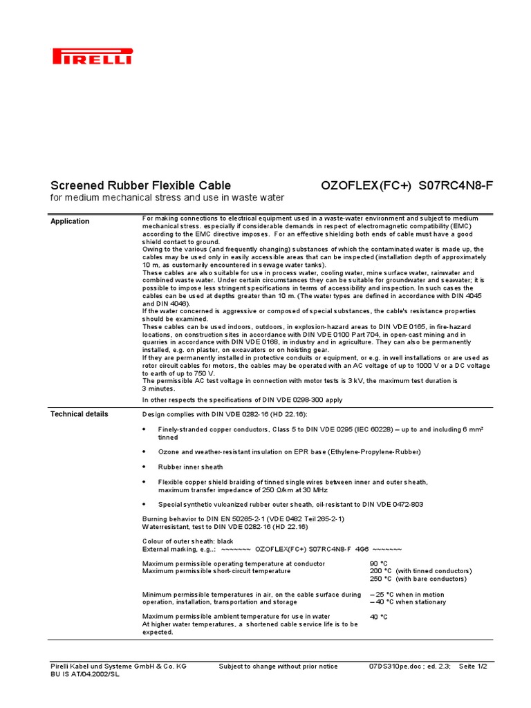Cable - Datasheet - (Eng) S07RC4N8-F, Pirelli - 2002-04-01 - Screened-Submersible-Sensorcable ...