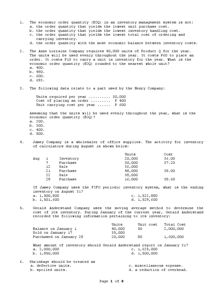 Midterm Coc | PDF | Cost Of Goods Sold | Inventory