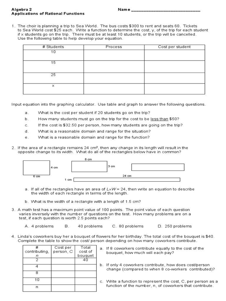 Applications of Rational Functions | PDF | Length | Function (Mathematics)
