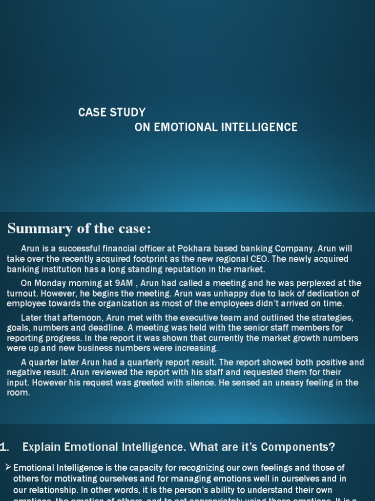 Assessing Emotional Intelligence: A Case Study of Regional CEO Arun's ...
