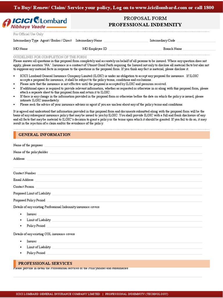 PI Proposal Form - 2020 | PDF | Professional Liability Insurance ...