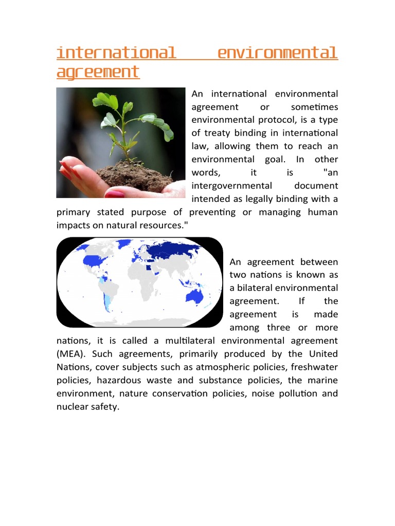 An International Environmental Agreement or Sometimes Environmental ...