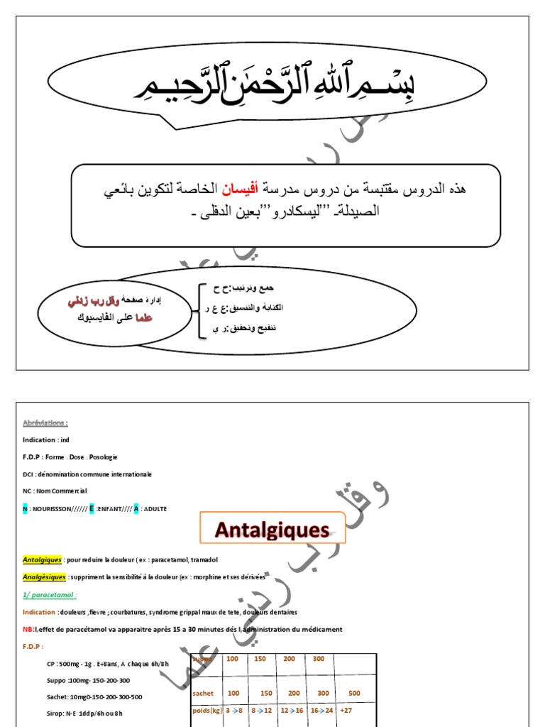 Les Antalgiques | PDF | Antalgique | Pharmacologie