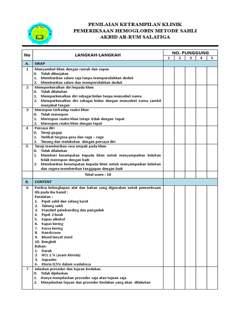 Pemeriksaan Hemoglobin Metode Sahli | PDF