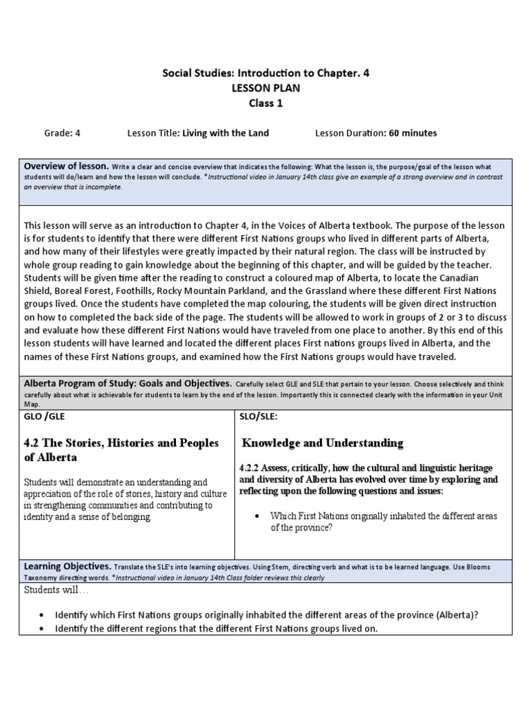 Social Studies: Introduction To Chapter. 4 Lesson Plan Class 1 | PDF ...