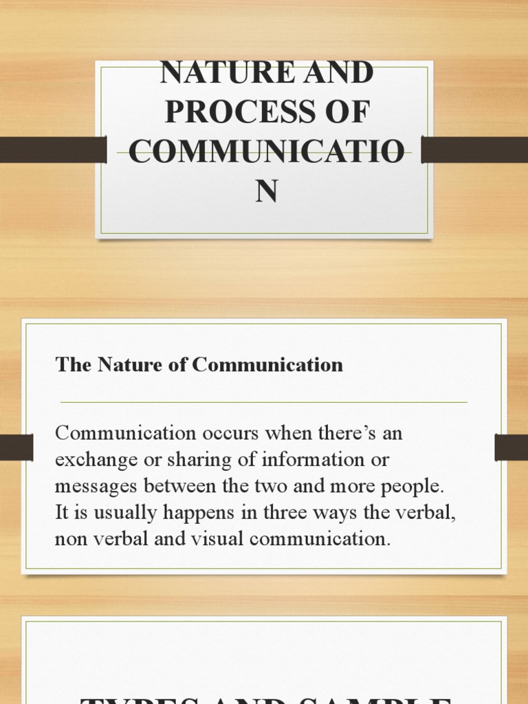 Nature and Process of Communication | PDF | Nonverbal Communication ...