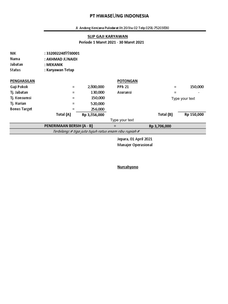 Contoh Slip Gaji | PDF