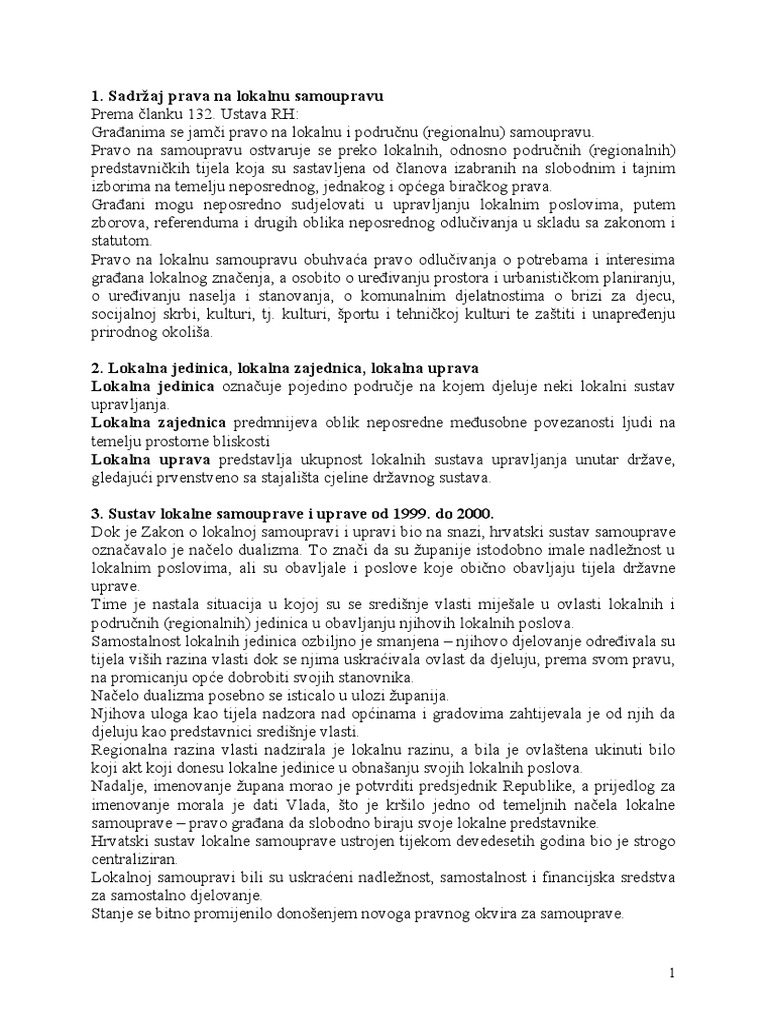 H0SHsMqFnH-LOKALNA SAMOUPRAVA - Ispitna Pitanja I Odgovori | PDF