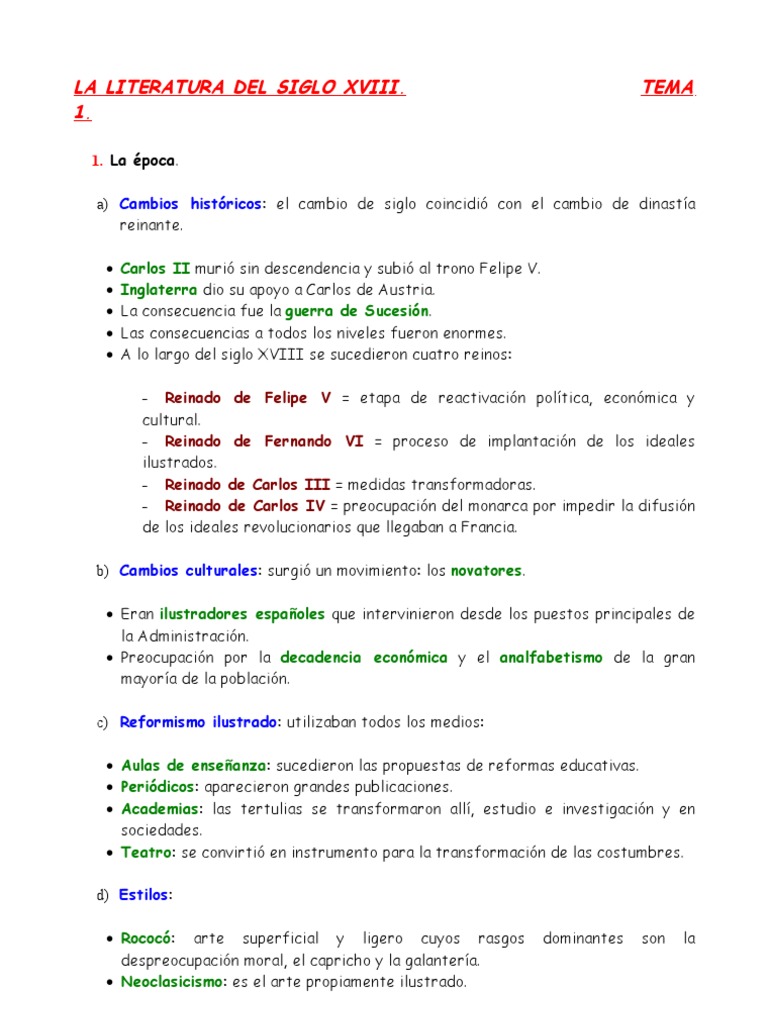 Literatura 2º Bachiller - Colegio