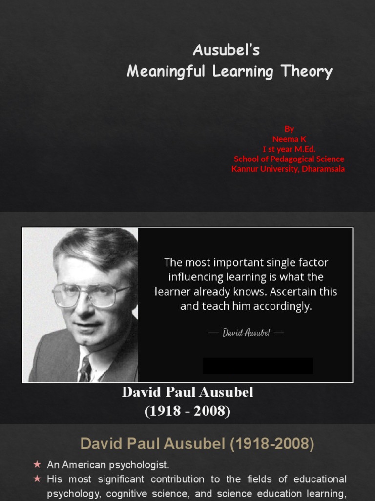 Ausubel's Meaningful Learning Theory | PDF | Learning Theory (Education ...