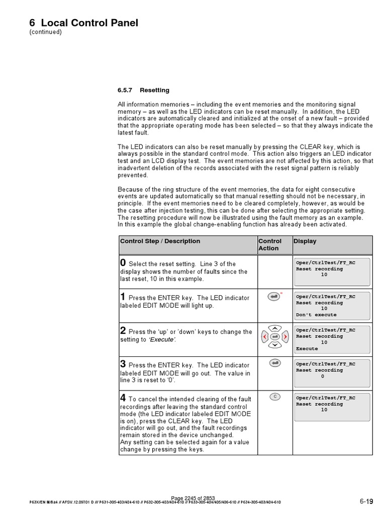 6 Local Control Panel: 6.5.7 Resetting | PDF | Memory | Computer ...