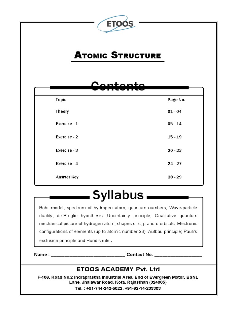 Assignment Atomic Structure JH Sir-2611 | PDF | Atomic Orbital | Particle Physics