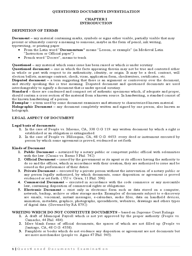 Questioned Documents Examination | PDF | Graphology | Accuracy And ...