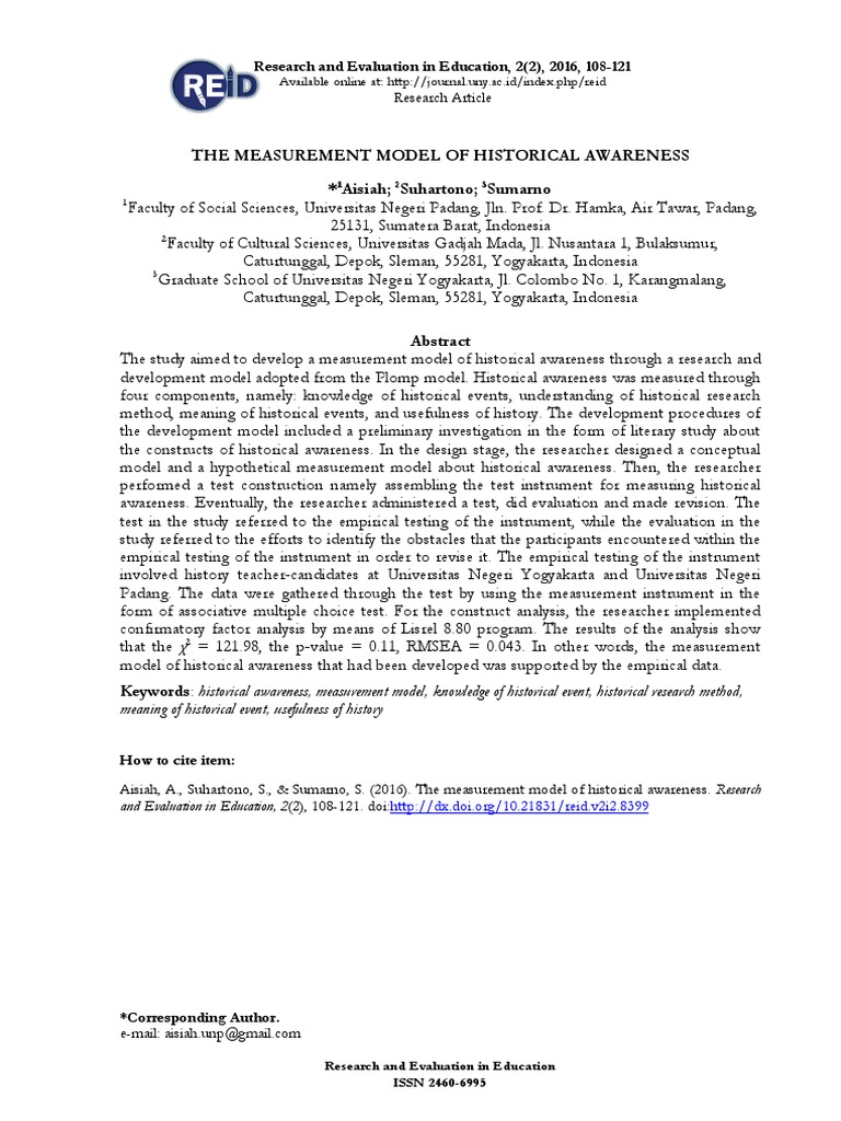 Historical Awareness Model | PDF | Factor Analysis | Awareness