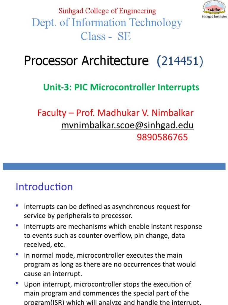 U3 PIC 18F Microcontroller Interrupts | PDF | Microcontroller | Central ...