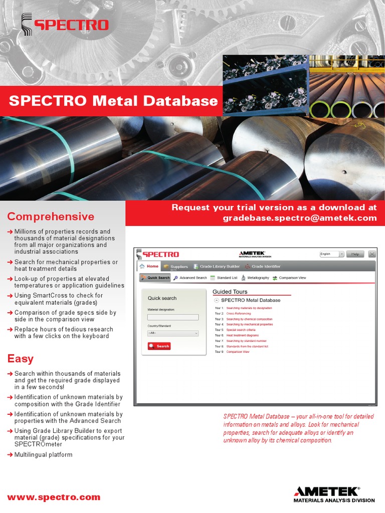 SPECTRO Metal Database: Comprehensive | PDF | Libraries | Metals