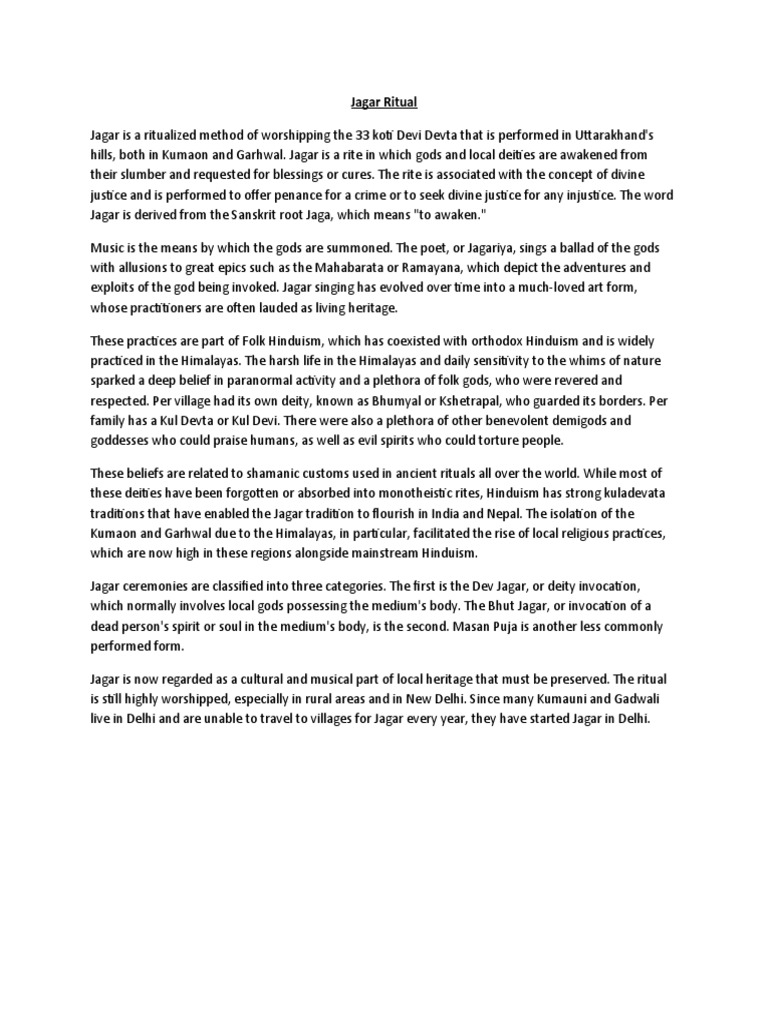 Jagar Ritual | PDF | Supernatural | Religious Faiths
