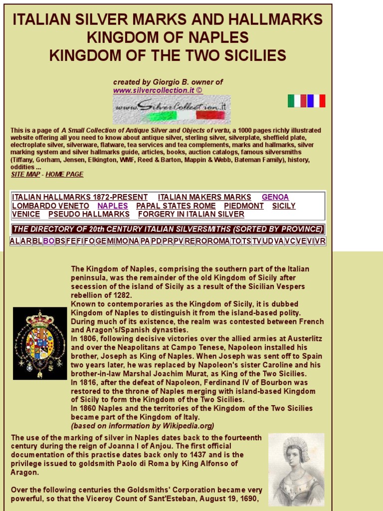 Italian Hallmarks - Kingdom of Naples | PDF | Fineness | First French ...
